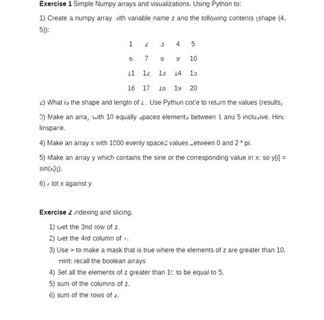 Solved Exercise 1 Simple Numpy Arrays And Visualizations Using