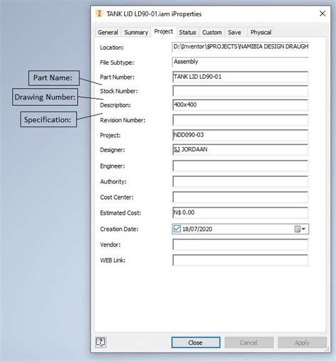 drawing number in iproperties autodesk community
