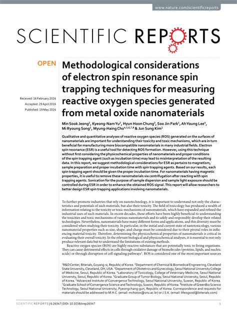 Pdf Methodological Considerations Of Electron Spin Resonance Spin Trapping Techniques For