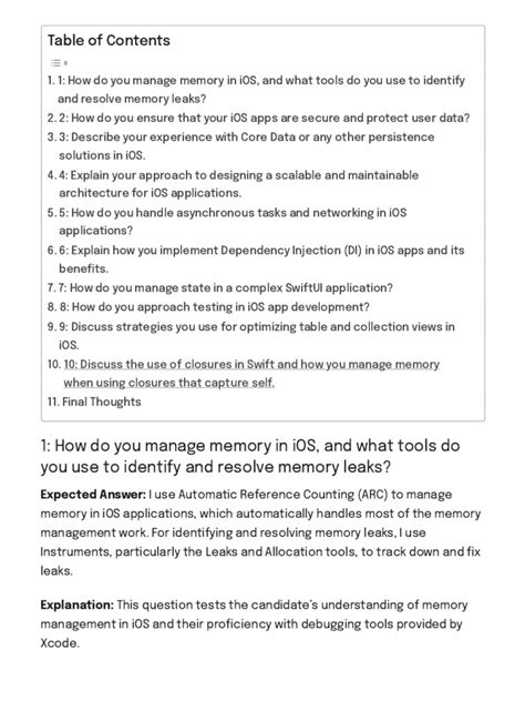 10 Key Interview Questions For Hiring Senior Ios Developers Expected Answers Pdf Swift