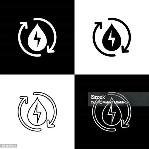 설정 흑백 배경에 격리 된 깨끗한 아쿠아 아이콘 격리 아이콘을 재활용합니다 물 재활용 에너지 기호입니다 물 방울과 재활용 물