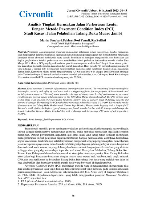 Pdf Analisis Tingkat Kerusakan Jalan Perkerasan Lentur Dengan Metode