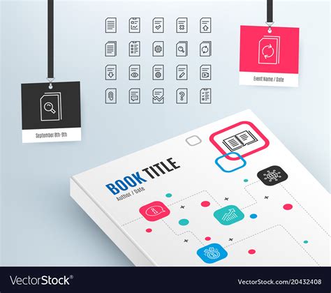 Document Line Icons Report Checklist And Copy Vector Image