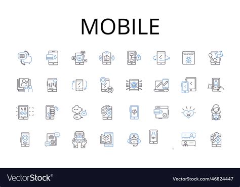 Mobile Line Icons Collection Cellular Handheld Vector Image