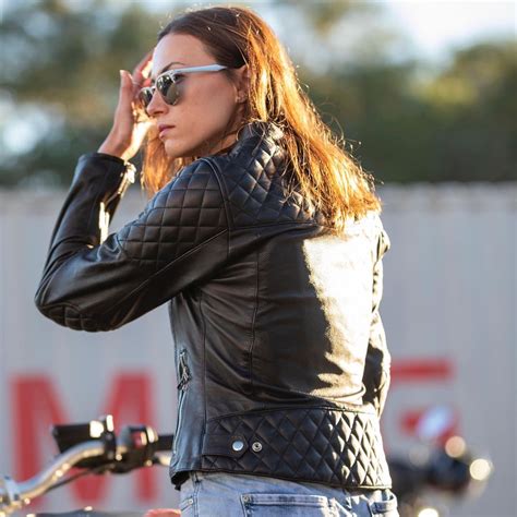 Biker Woman In Leather Jacket And Jeans Lady Biker Leather Jacket Women