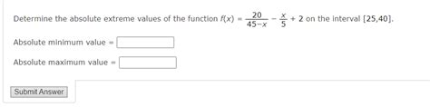 solved determine the absolute extreme values of the function