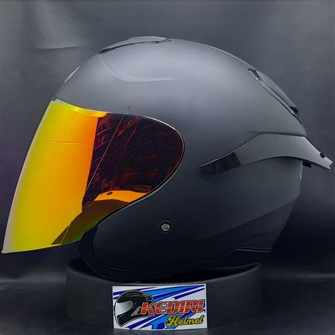 Jual Helm KYT KYOTO R Solid Polos Half Face Putih Hitam Doff Grey