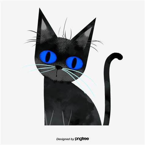 파란 눈을 가진 검은 고양이 일러스트 푸른 눈 고양이 새끼 Png 일러스트 및 Psd 이미지 무료 다운로드 Pngtree