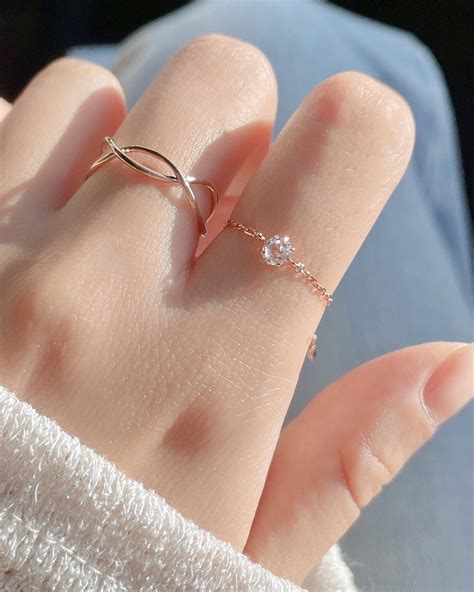 실버925 사라 큐빅 사이즈조절 프리사이즈 반지 실버 로즈골드