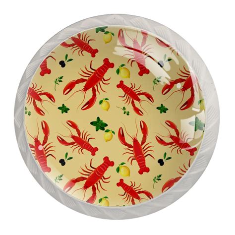 Ownta Lobster Sea Food Mint Parsley Lemon Olive Round Glass Drawer