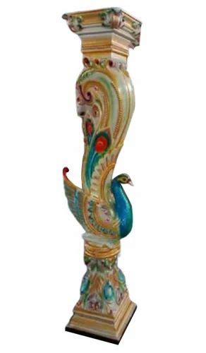 Multicolor Frp Peacock Peacock Pillar Set For Decoration 70 X 20 X 15