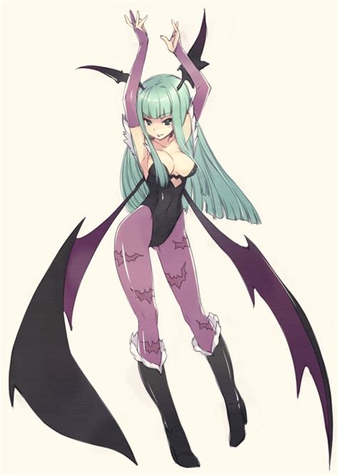 Safebooru Arms Up Bare Shoulders Bat Print Bat Wings Boots Breasts