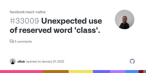 Unexpected Use Of Reserved Word Class Issue Facebook
