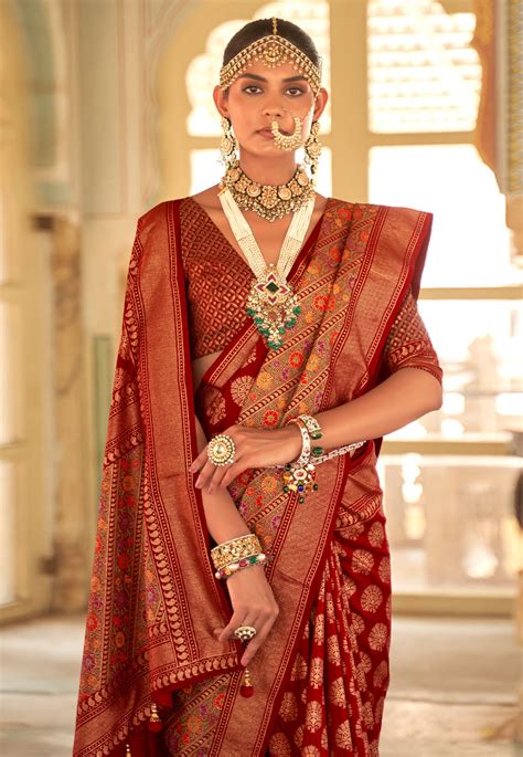 Maroon Silk Saree With Blouse 484c