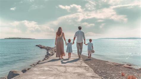 Família na praia Foto Premium