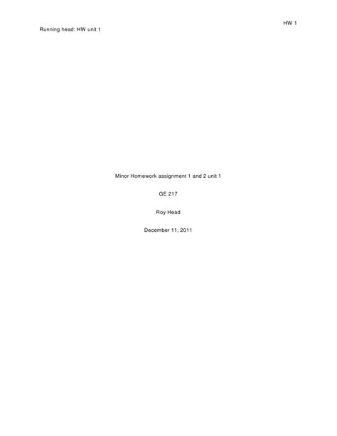 Minor Homework Assignment 1 And 2 Unit 1 Pdf Violence