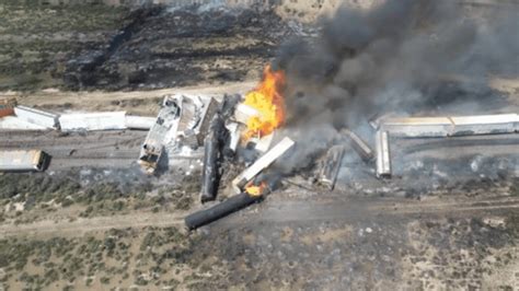 Freight Train Carrying Fuel Derails Catches Fire Near Arizona New
