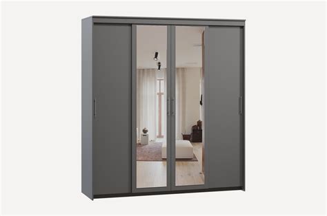 Шкаф-купе Тебар-4-200-220 Графит 2 зеркала, купить в Алматы, цена 577 ...