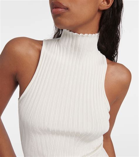 화이트 Zare 프린지 리브 니트 맥시 드레스 Khaite Mytheresa