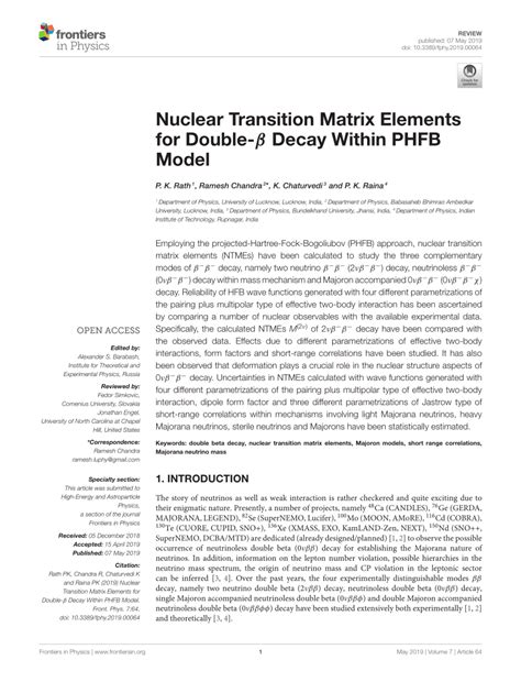 Pdf Nuclear Transition Matrix Elements For Double β Decay Within Phfb