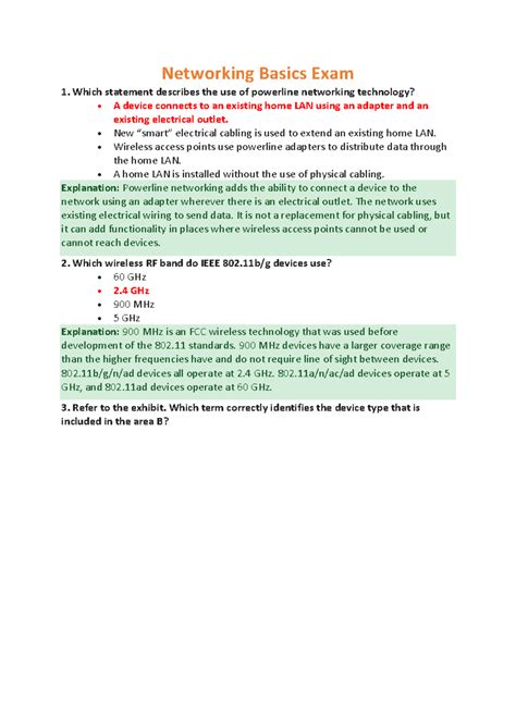Cisco Networking Basics Exam Networking Basics Exam 1 Which