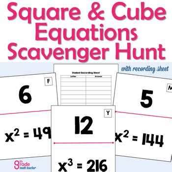 Square Root And Cube Root Equations Scavenger Hunt Activity TPT