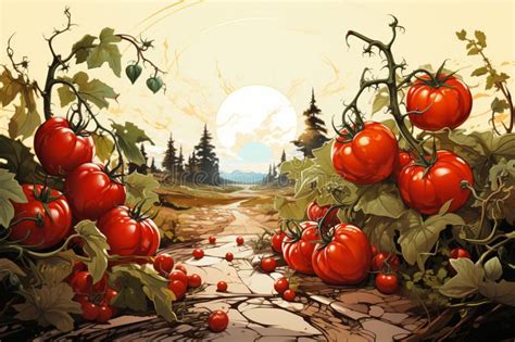 Tomates Travesía De Hojas a Frutos Mostrados En Ilustraciones De