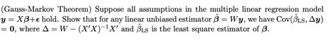 solved gauss markov theorem suppose all assumptions in the