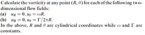 Solved Calculate The Vorticity At Any Point R Theta For