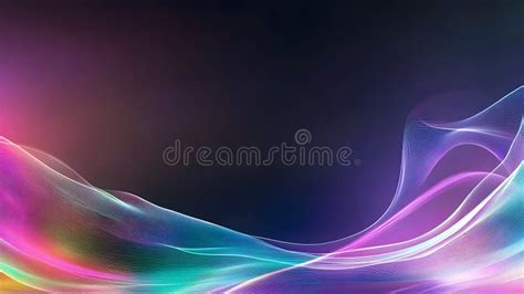 Colorful Gradient Waves On Black Background Create Vibrant Atmosphere Stock Illustration