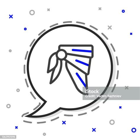 흰색 배경에 고립 된 라인 반다나 또는 바이커 스카프 아이콘 다채로운 개요 개념 벡터 개인 장식품에 대한 스톡 벡터 아트 및