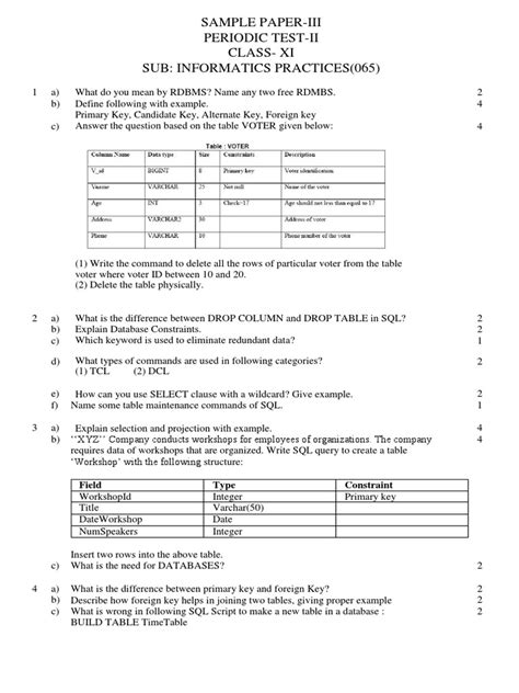 pt2 sample paper iii periodic test 2 class xi informatics practices