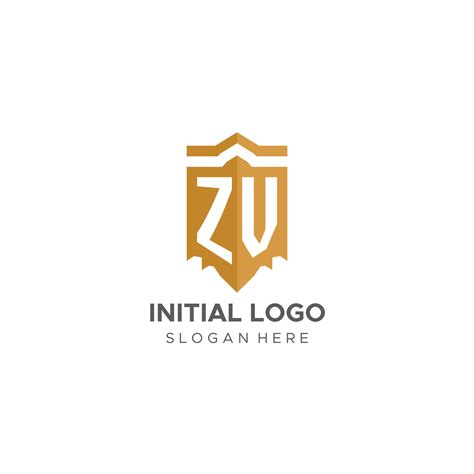 Monogram Zv Logo With Shield Geometric Shape Elegant Luxury Initial Logo Design 25760397 Vector