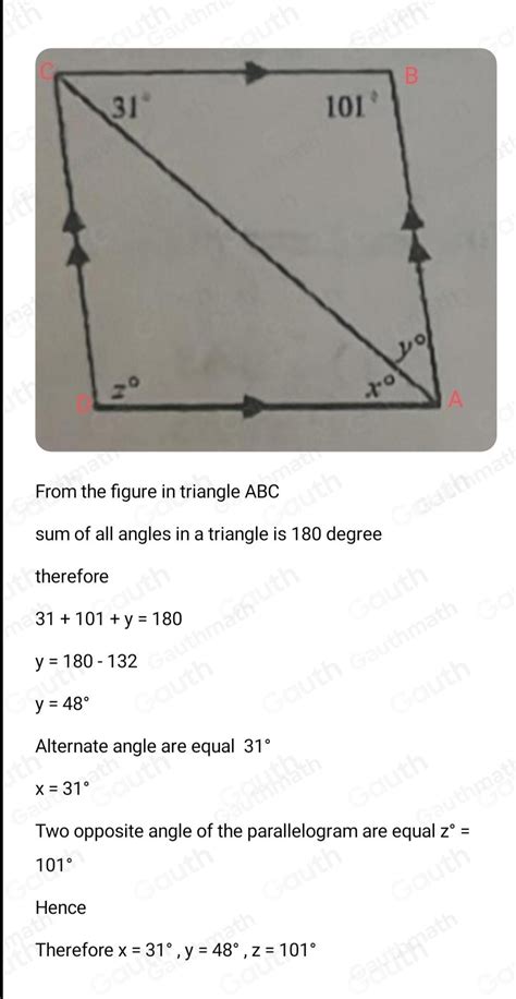solved 9 find the values of the variables in the parallelogram the