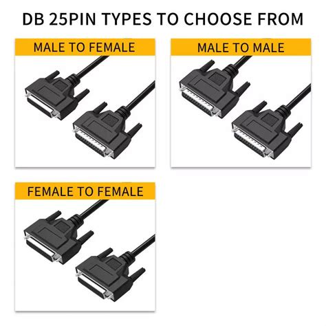 D Sub 25 Pin Connector Db25 To Db25 Parallel Communication Cables Male