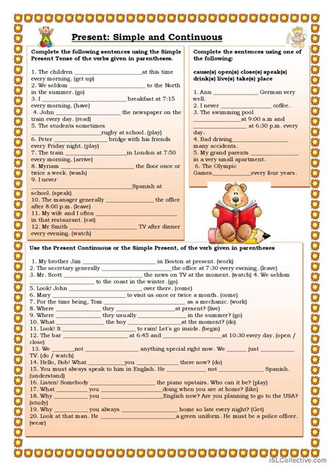 Present Simple vs Continuous Deutsch DAF Arbeitsblätter pdf doc