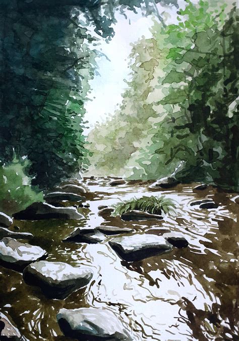 Forest Stream Painting