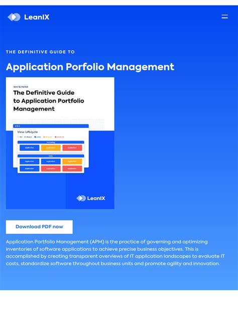 Leanix The Definitive Guide To Application Portfolio Management Pdf
