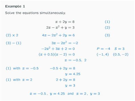 Lesson On Simultaneous Equations Where One Equation Is Linear And One