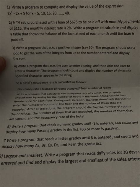 Solved 1 Write A Program To Compute And Display The Value