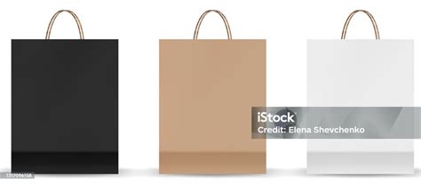 쇼핑 백 모형 흰색 배경에 격리 된 용지 패키지입니다 공예 종이 가방의 현실적인 모형 공예에 대한 스톡 벡터 아트 및 기타