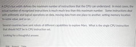 ACPU S Bus Width Defines The Maximum Number Of Chegg