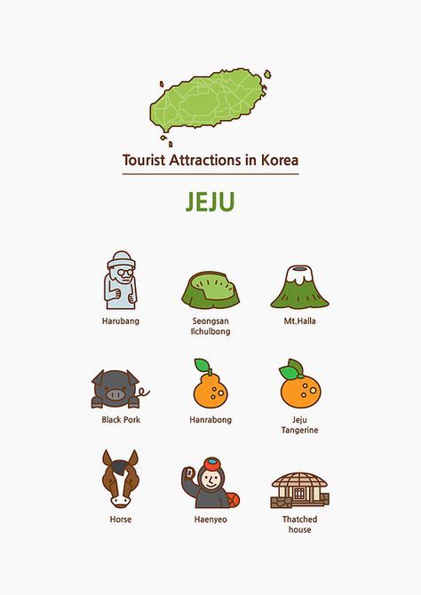 제주도 지도 및 아이콘 평면 디자인 스타일 벡터 일러스트 레이 션 프리미엄 벡터 2025 벡터 일러스트레이션 지도