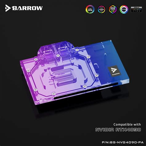 Used Barrow Full Cover Gpu Water Block For Nvidia Rtx 4090 Founders Edition Backplate Ubb Threads