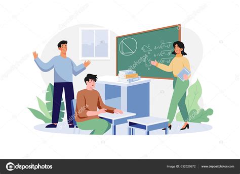 Student Attending Maths Class Illustration Concept White Background Vector De Stock 632529972
