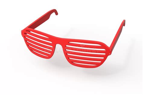 Red Shutter Shades 3d Render Facing Right Stock Illustration