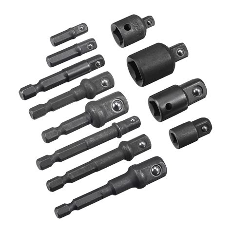Uxcell Impact Grade Socket Adapter Set 1 4 Hex Shank 1 4 3 8 And 1 2 Drive Extension Bit