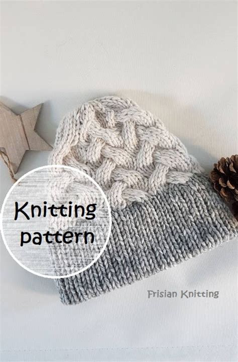 Pattern Cable Knit Hat Knitting Pattern Mens Hat Cable Knitting