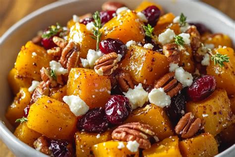 Sweet And Savory Honey Roasted Butternut Squash With Cranberries