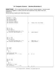 Boolean Worksheet Java Aplus A Computer Science Boolean Worksheet DIRECTIONS Fill In Each